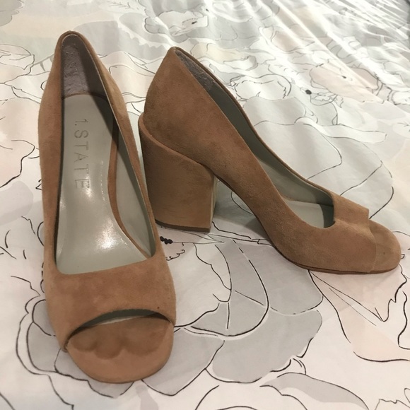 1. State | Shoes | Suede Block Heel Peep Toe Heel Shoe | Poshmark